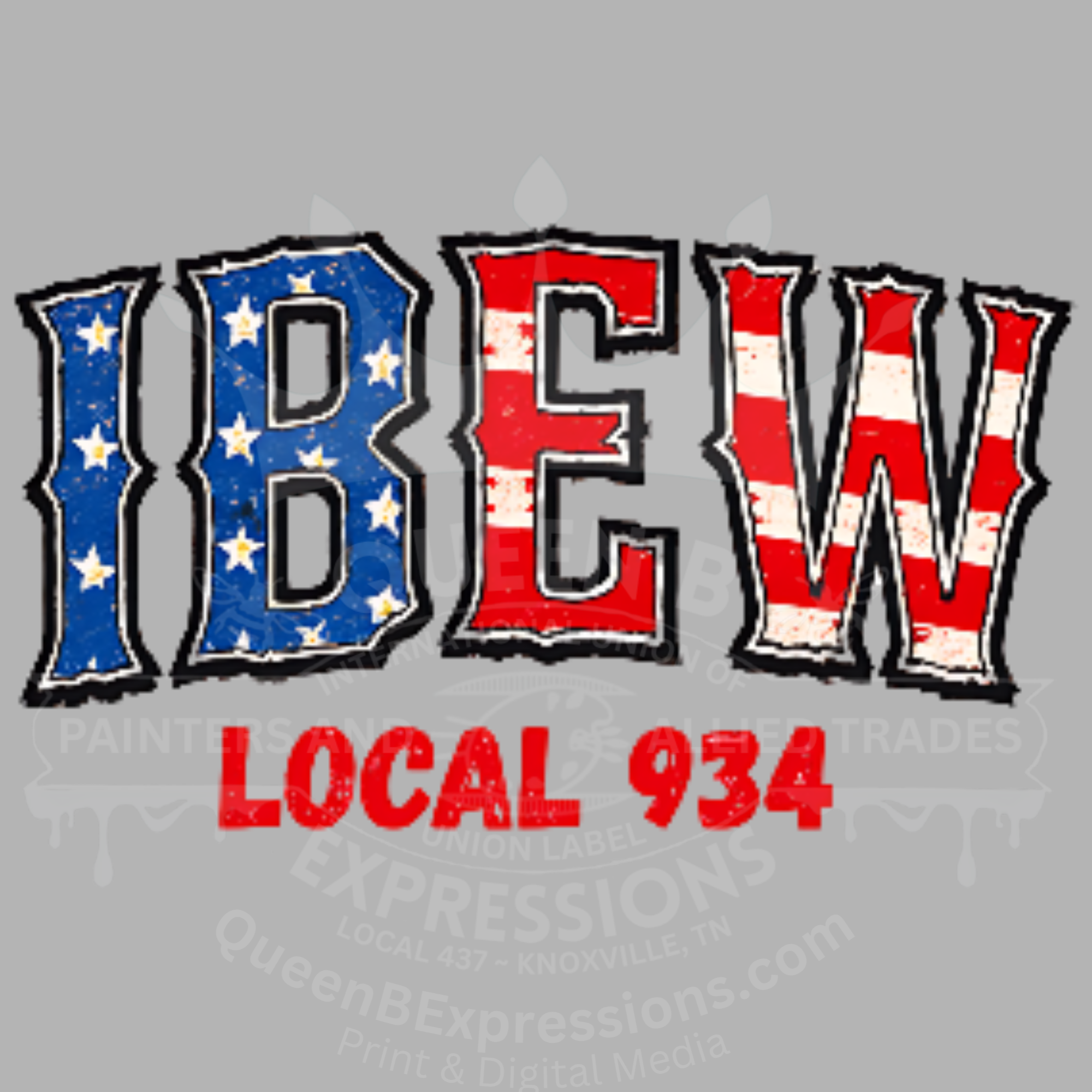 IBEW LOCAL 934 ~ FLAG RWB ~ SHORT SLEEVE – Queen B Expressions